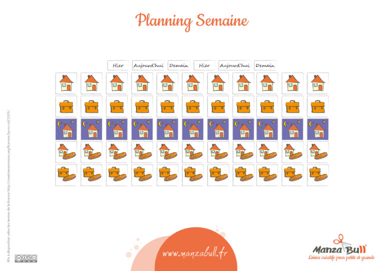 Tableaux éducatifs pour l'organisation de la semaine - ManzaBull'