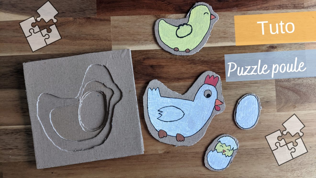 Activité manuelle : puzzle poule en carton - ManzaBull'