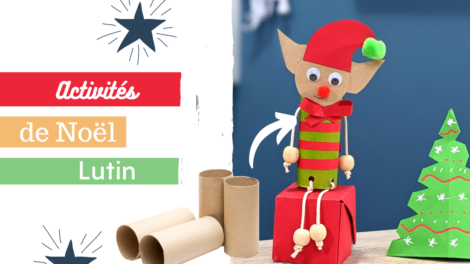 Activité manuelle de Noël : lutin en rouleau de papier toilette ...