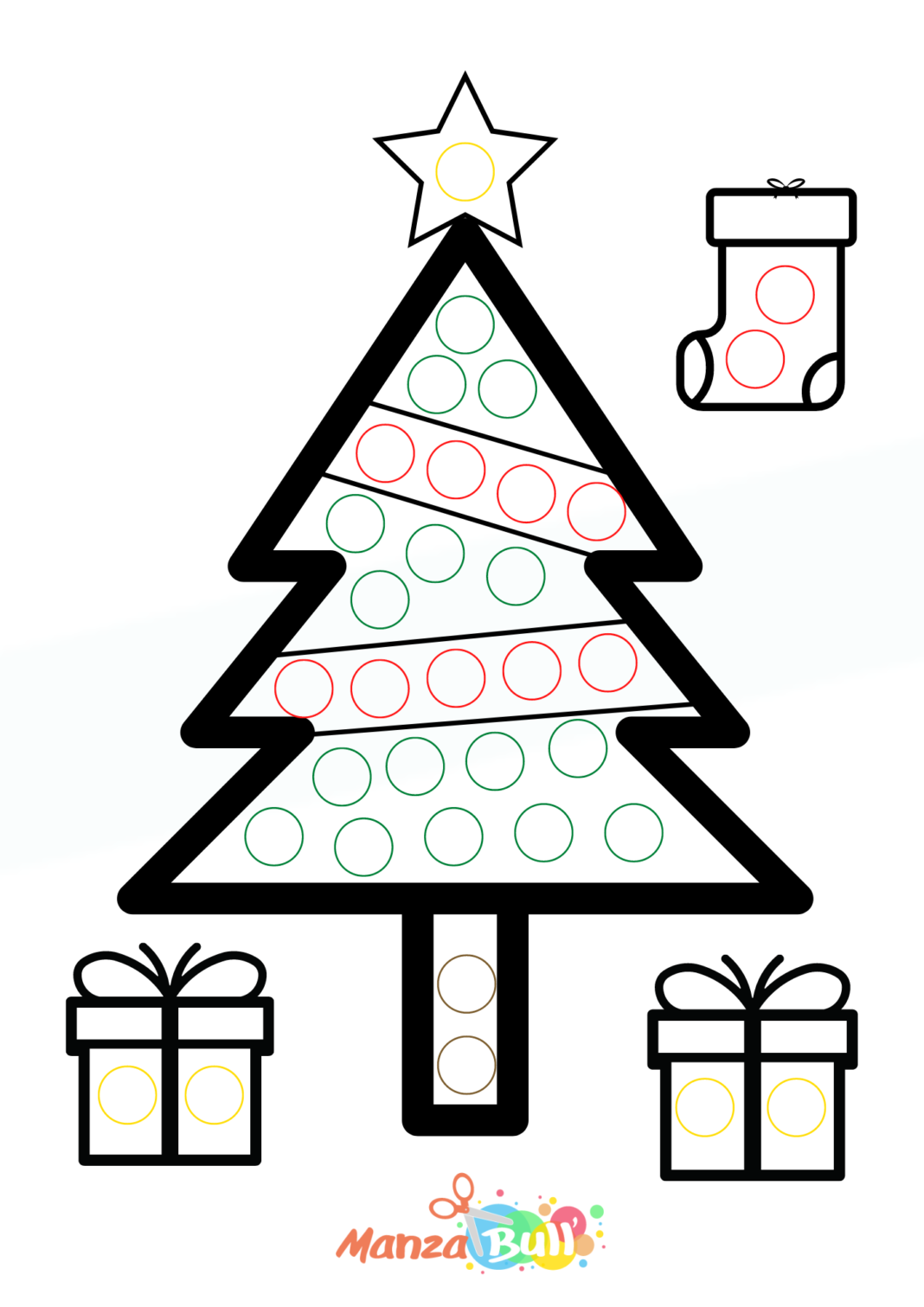 Fiche de motricité fine spéciale Noël pour gommettes ou marqueur à ...