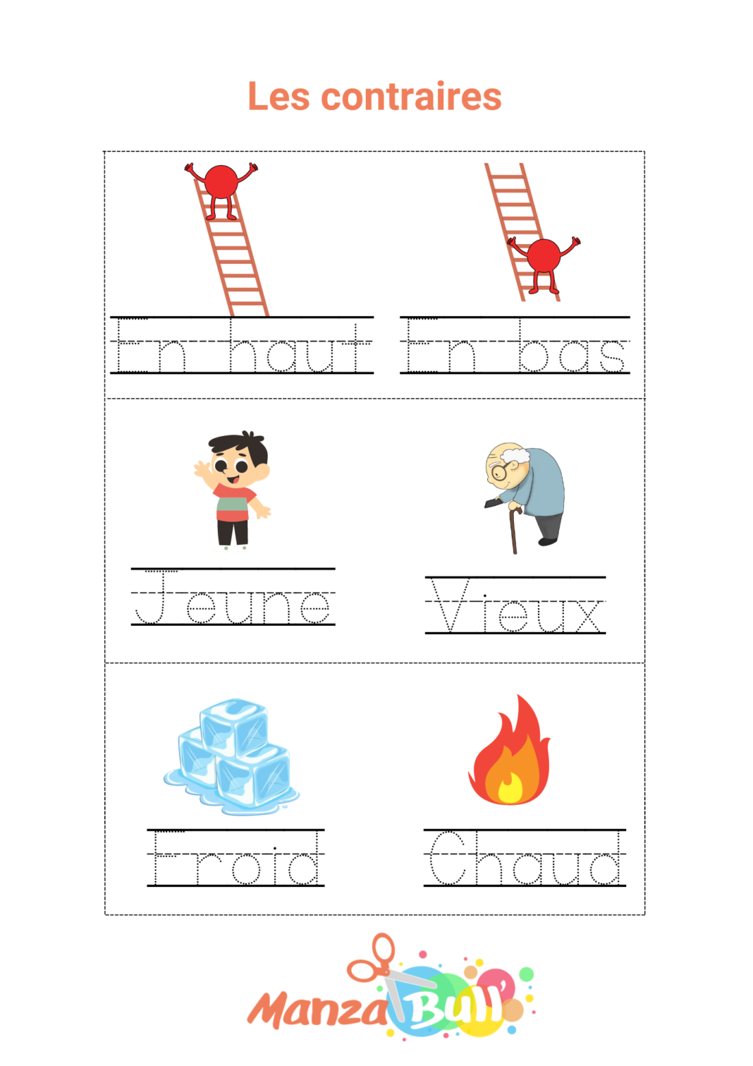 Fiches et jeux sur les contraires - ManzaBull'