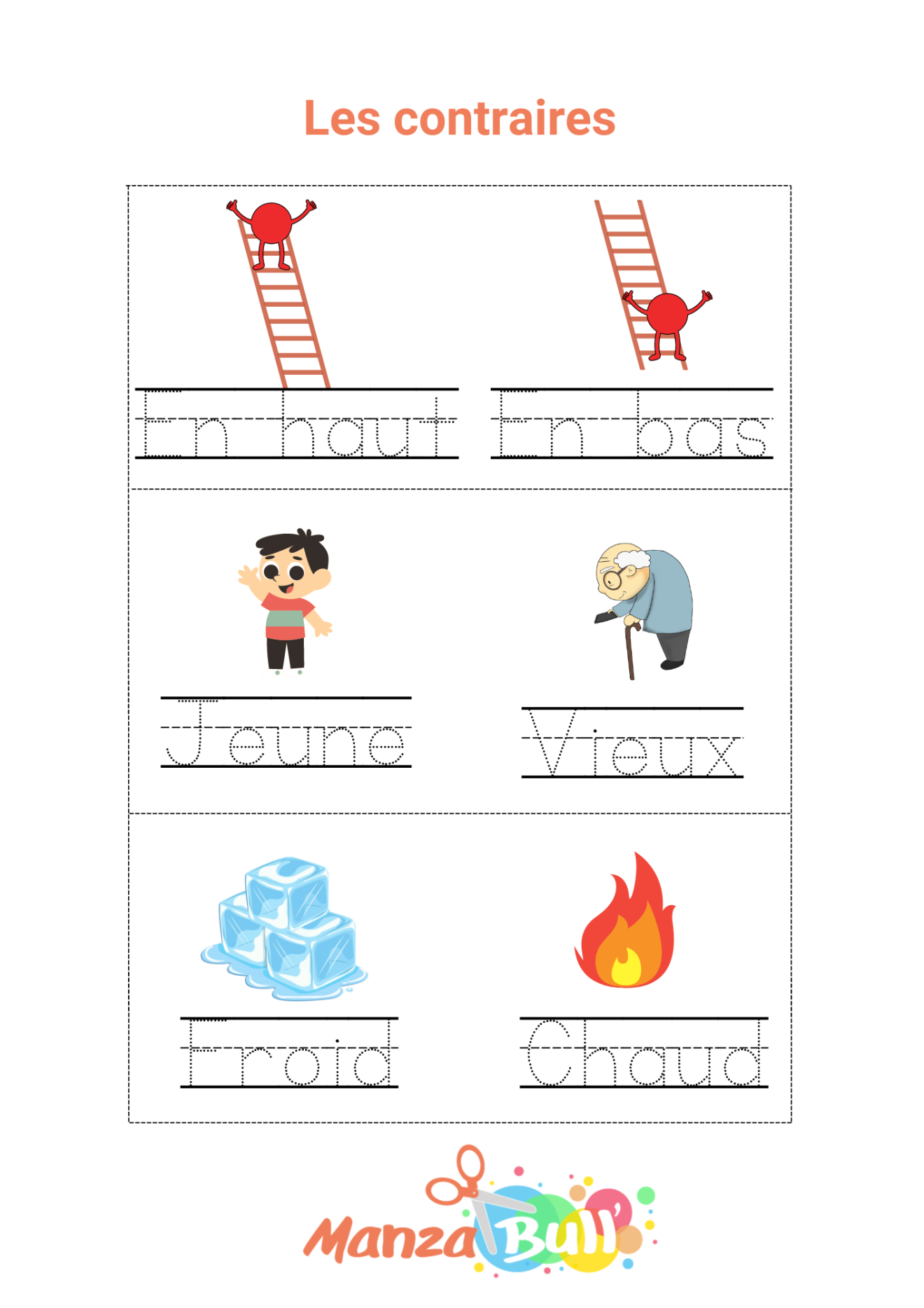 Fiches et jeux sur les contraires - ManzaBull'