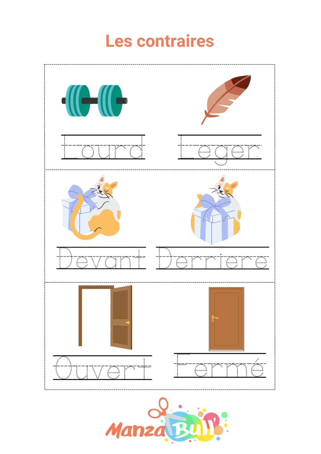 Fiches et jeux sur les contraires - ManzaBull'