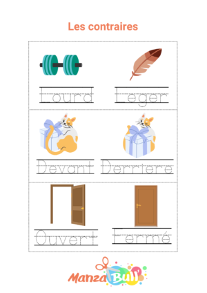 Fiches et jeux sur les contraires - ManzaBull'