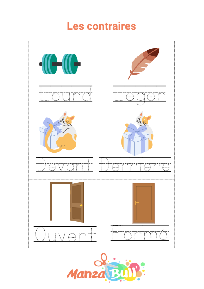 Fiches et jeux sur les contraires - ManzaBull'