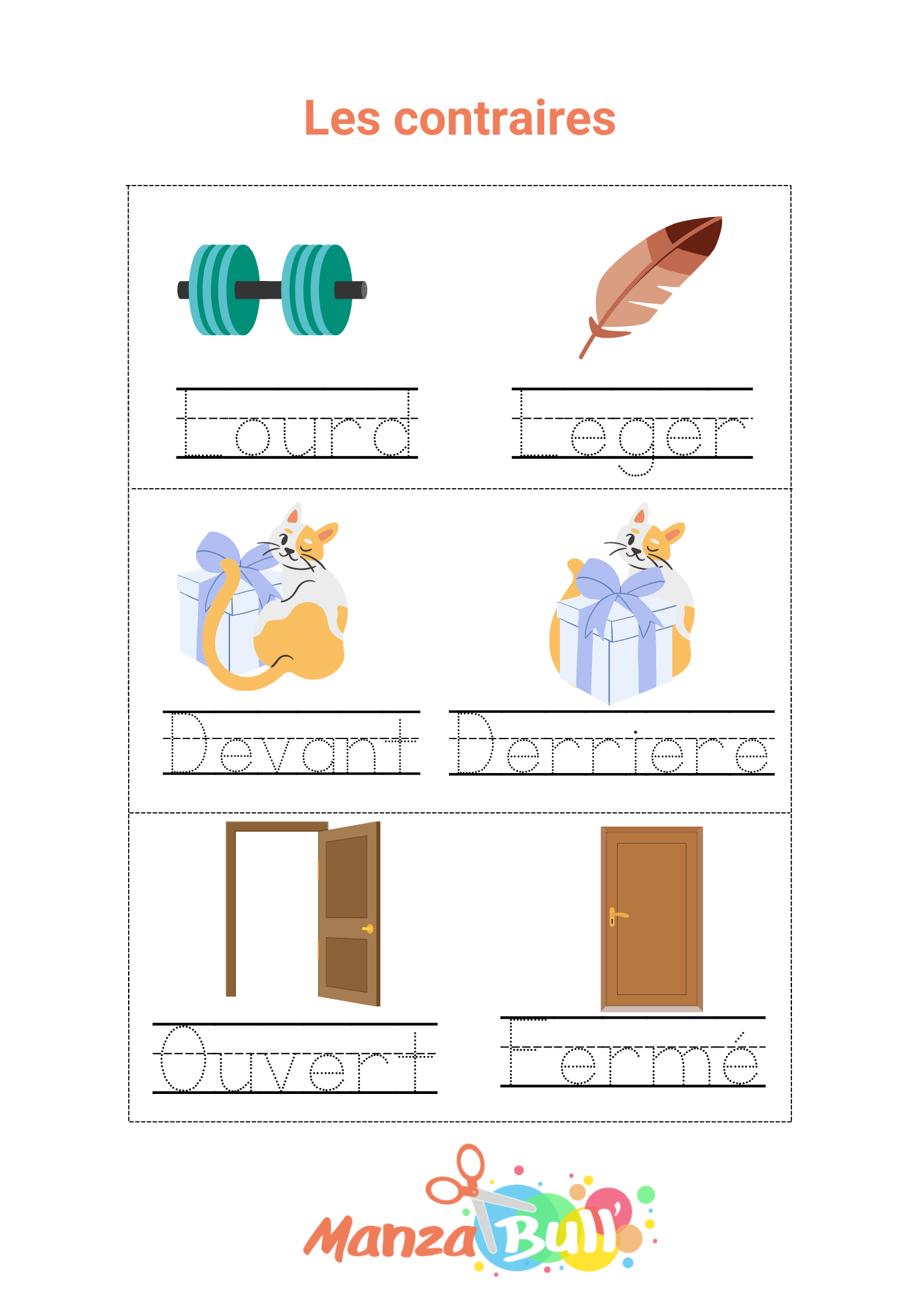 Fiches et jeux sur les contraires - ManzaBull'