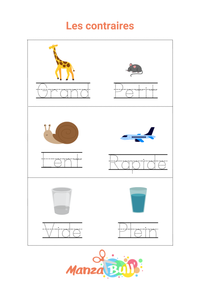 Fiches et jeux sur les contraires - ManzaBull'