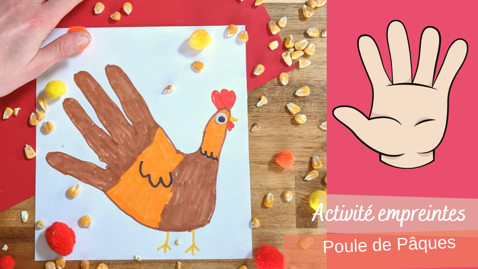 Activité poule de Pâques et empreinte de main - ManzaBull'