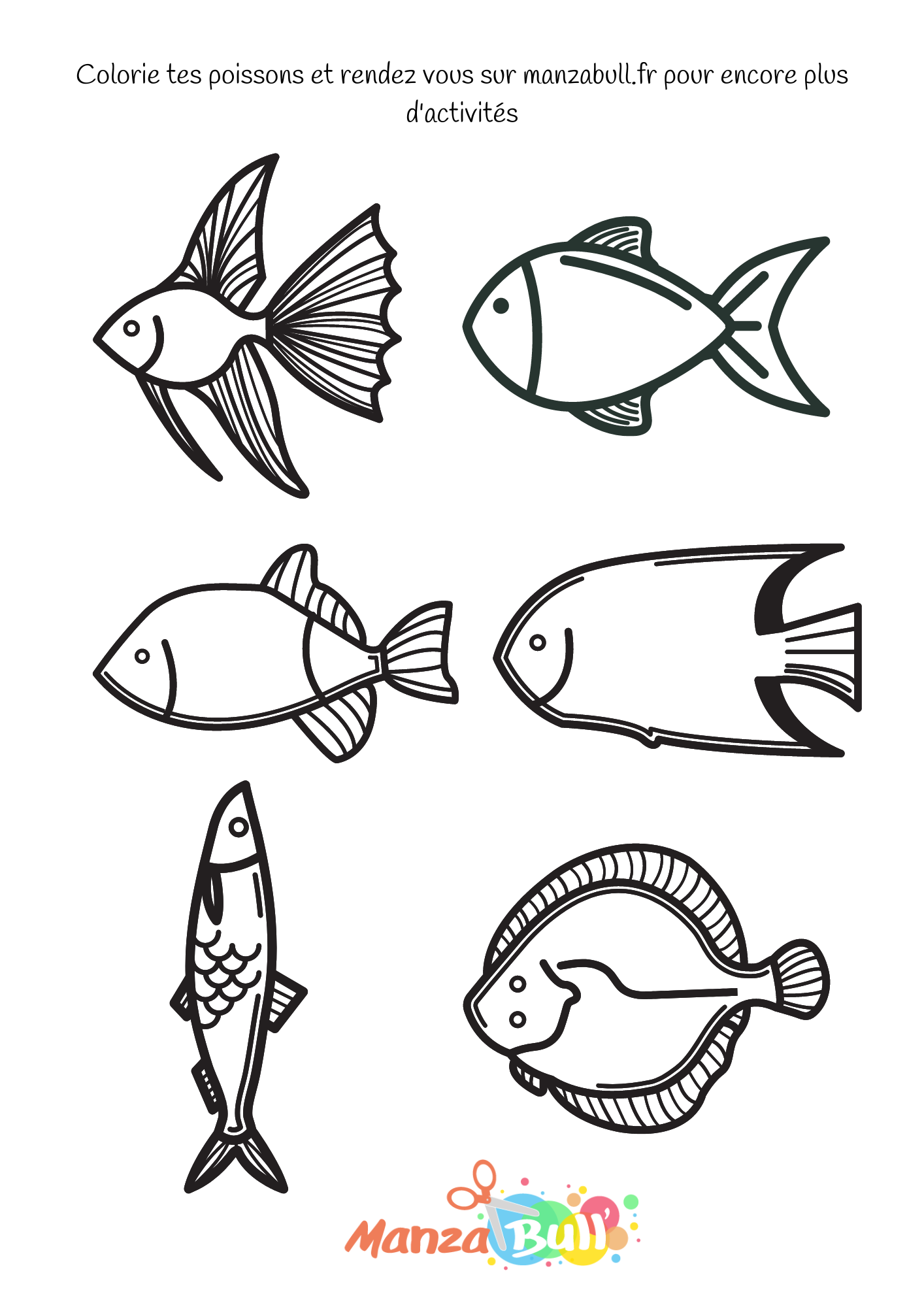 Coloriage poisson d'avril à découper - ManzaBull'
