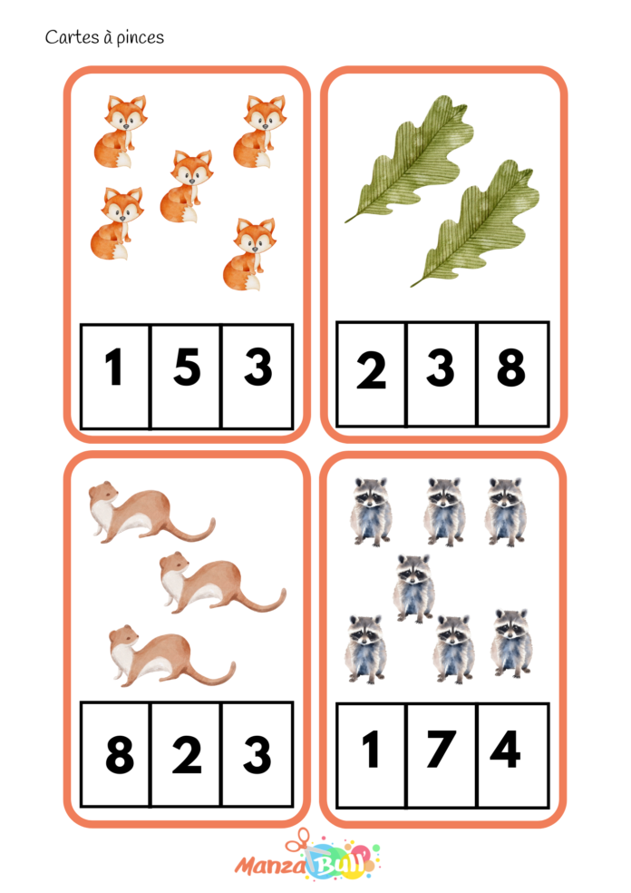 Cartes à pinces pour l'automne - ManzaBull'