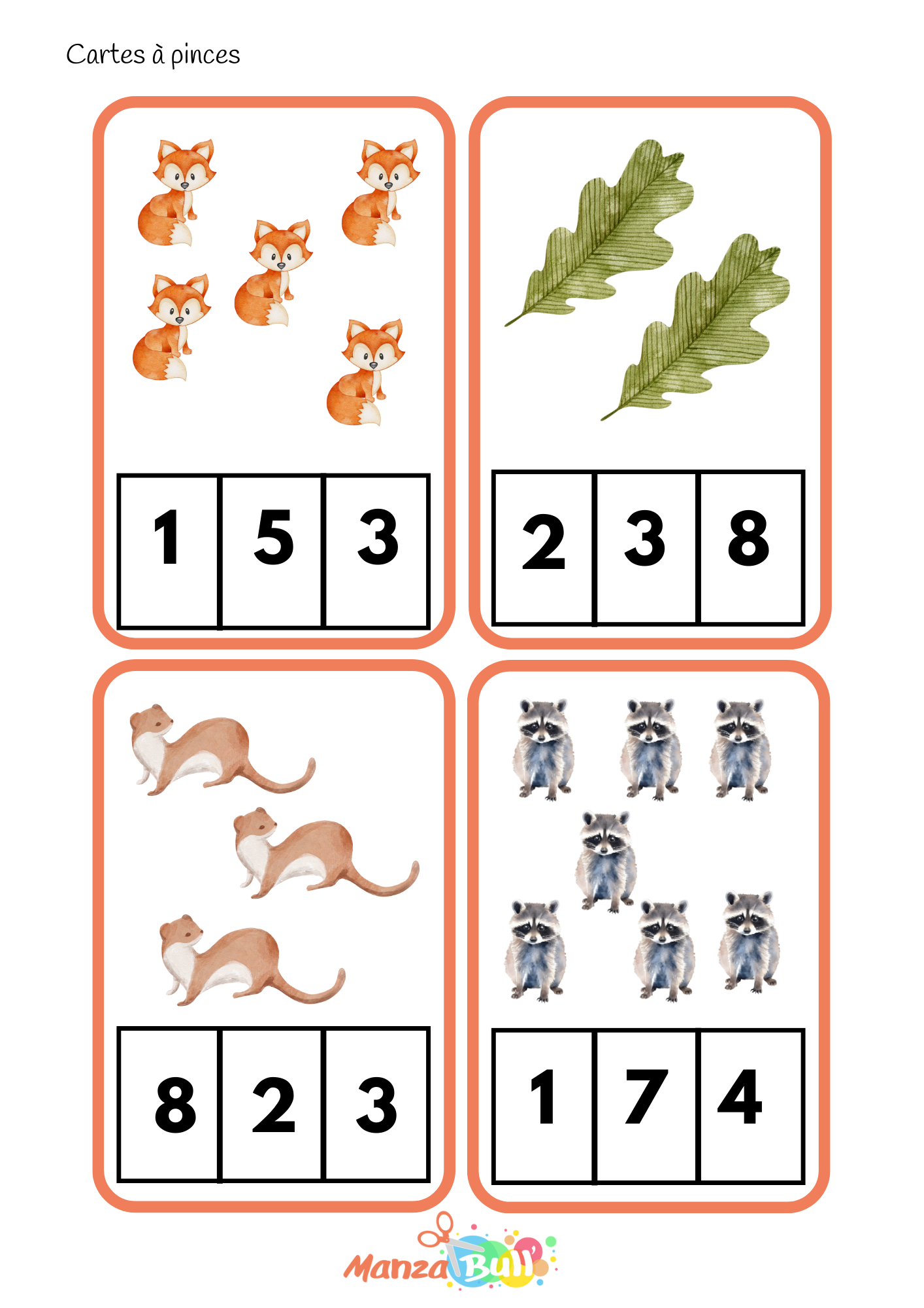 Cartes à pinces pour l'automne - ManzaBull'