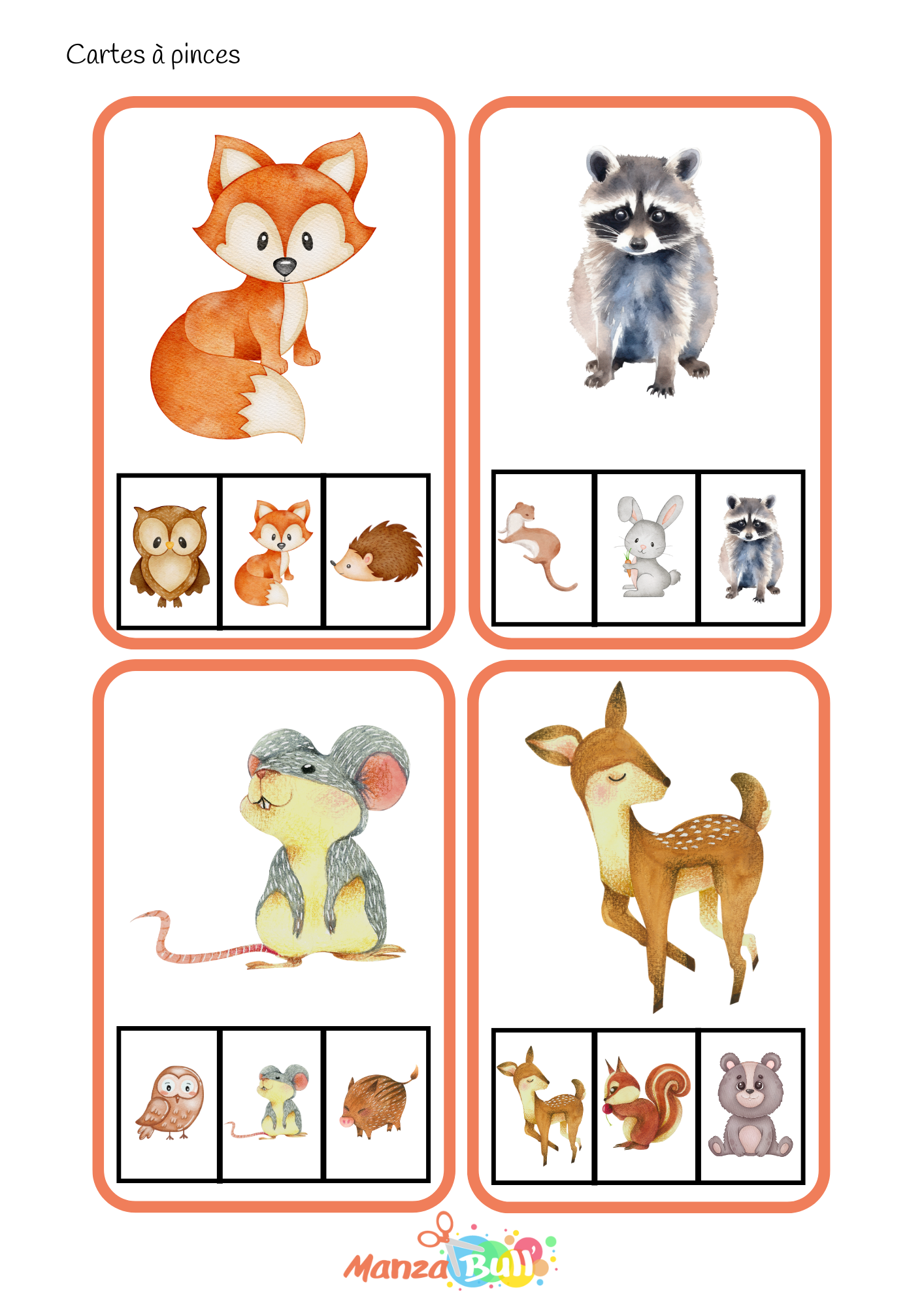 Cartes à pinces pour l'automne - ManzaBull'