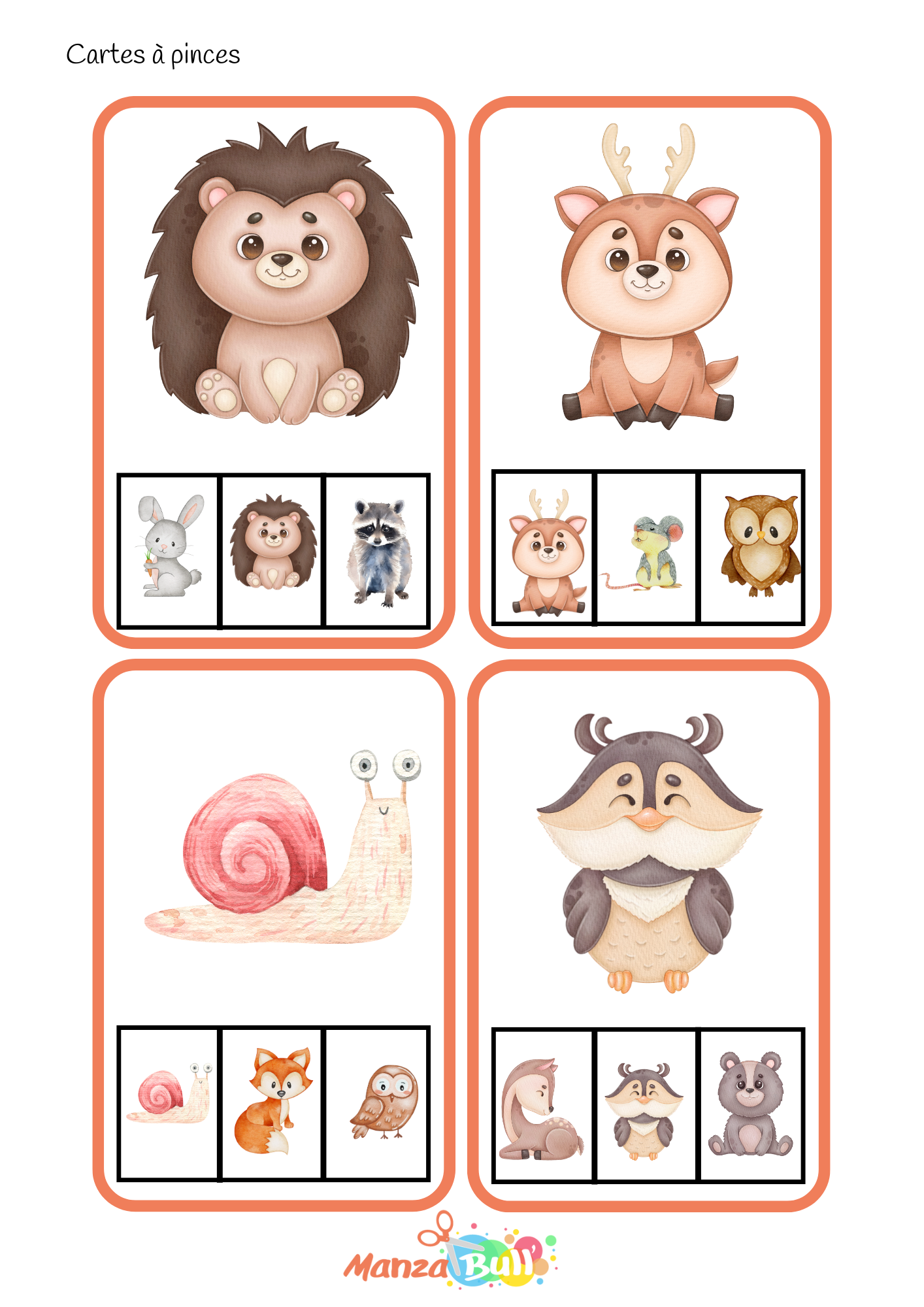 Cartes à pinces pour l'automne - ManzaBull'