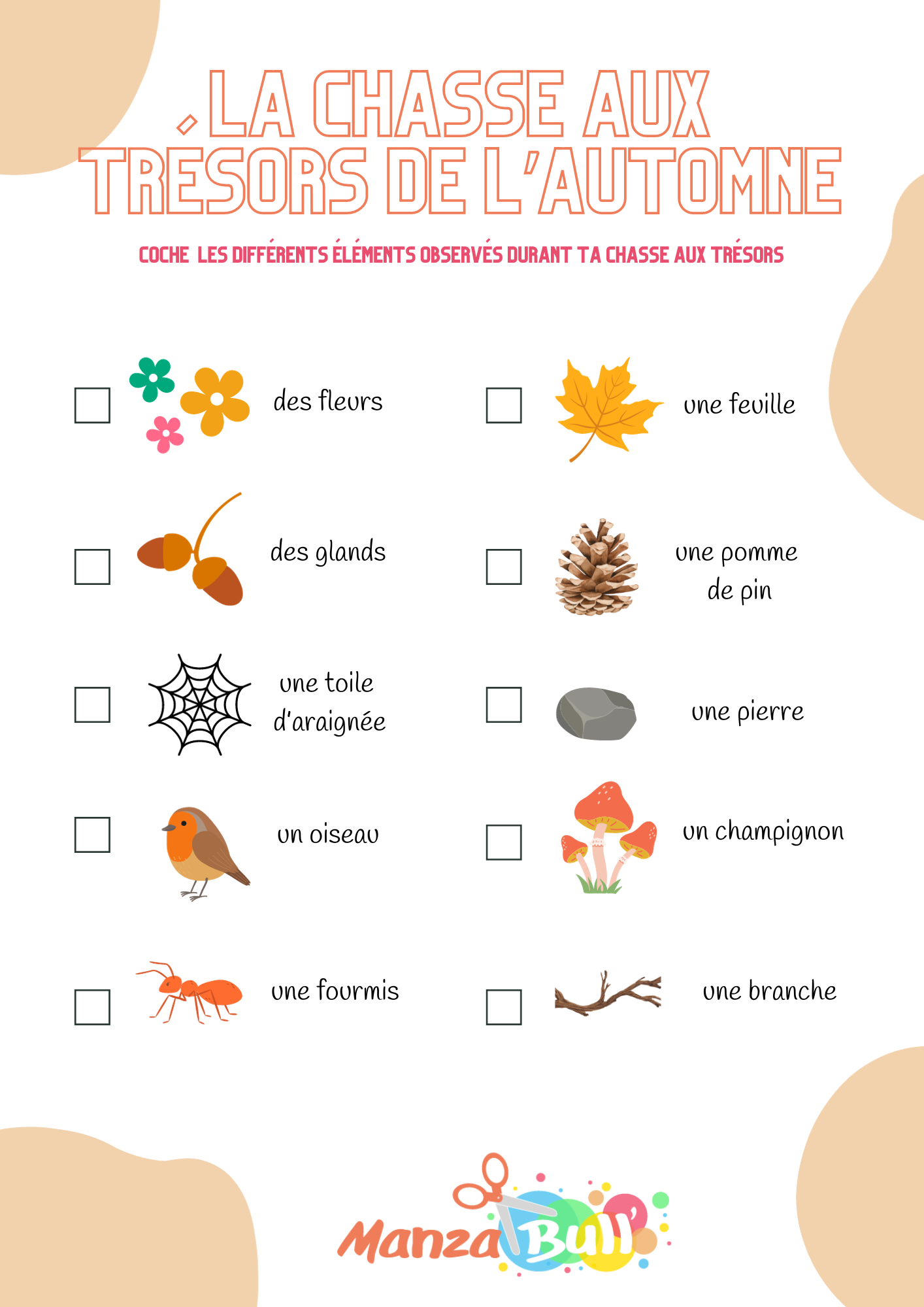 Fiche chasse aux trésors pour l'automne - ManzaBull'