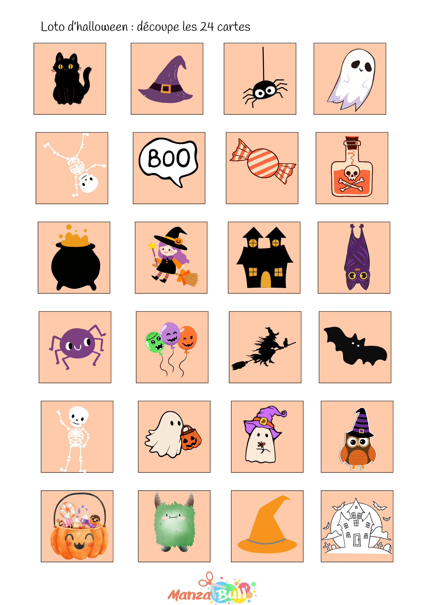Loto à imprimer spécial halloween - ManzaBull'