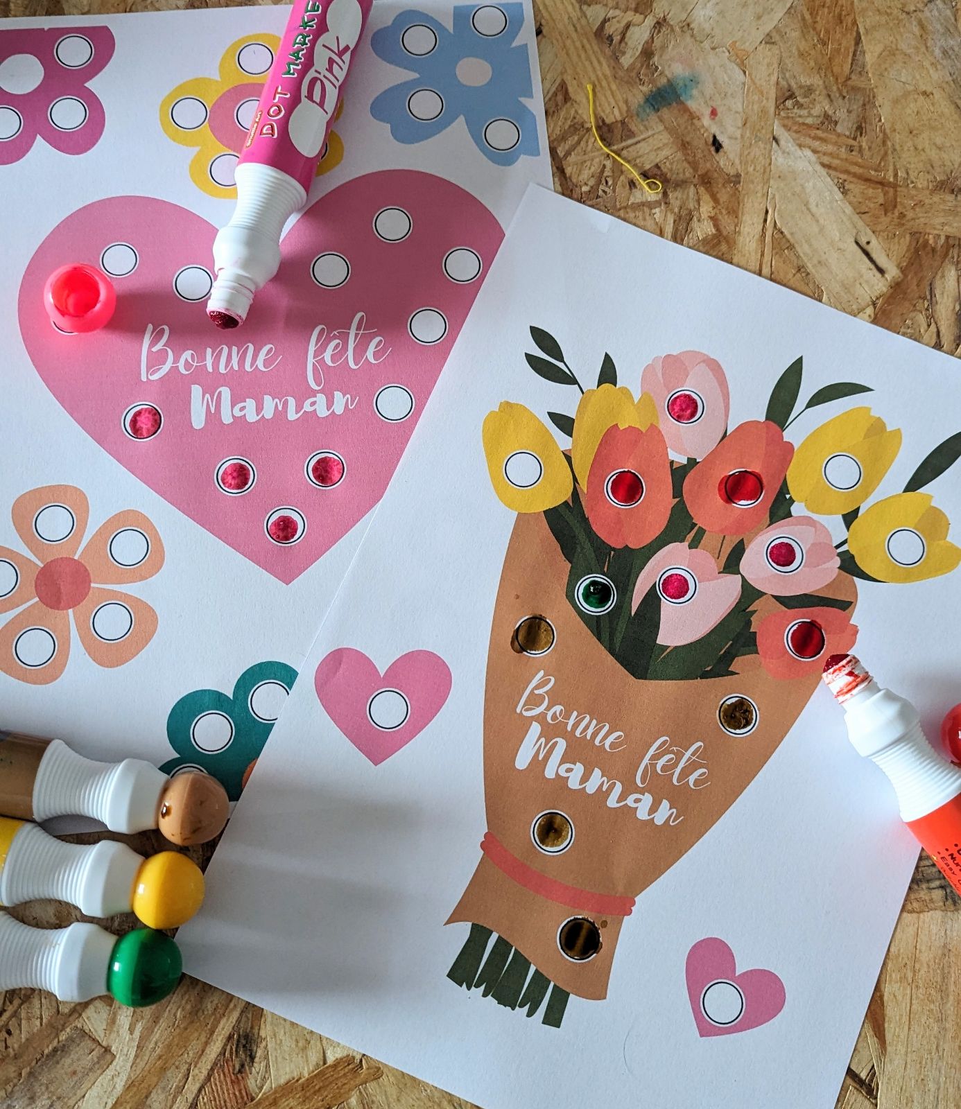 Activité fête des mères pour les touts petits - feutre à points ou ...