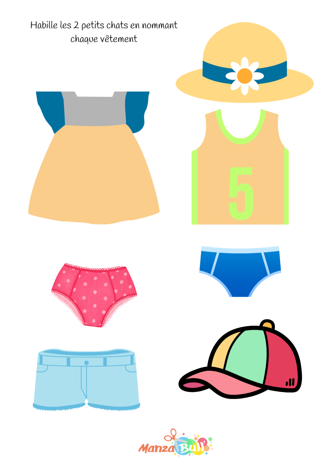Fiches pédagogiques et imagier sur les vêtements d'été - ManzaBull'