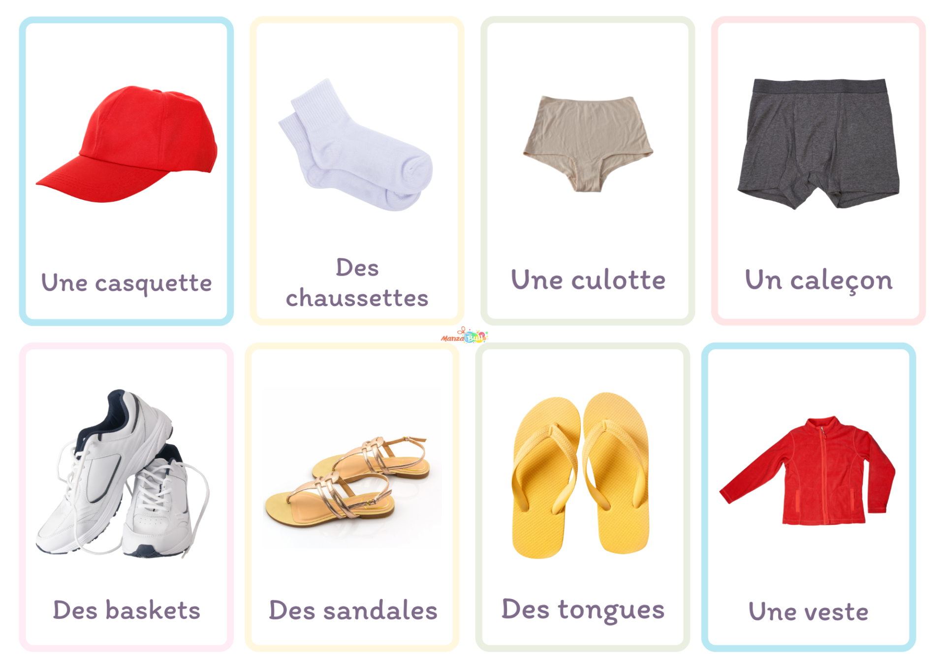 Fiches pédagogiques et imagier sur les vêtements d'été - ManzaBull'