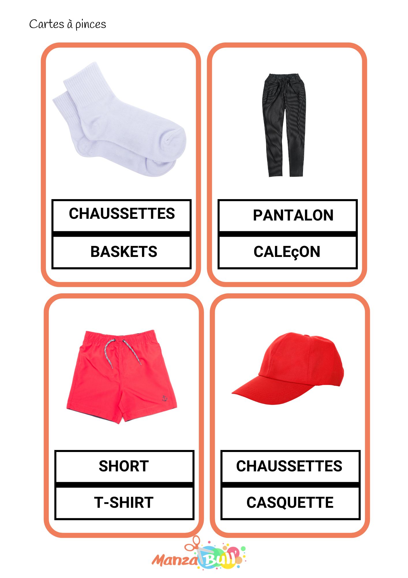 Fiches pédagogiques et imagier sur les vêtements d'été - ManzaBull'