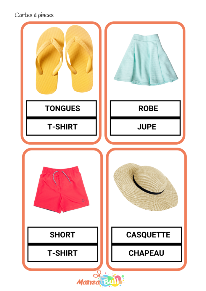Fiches pédagogiques et imagier sur les vêtements d'été - ManzaBull'