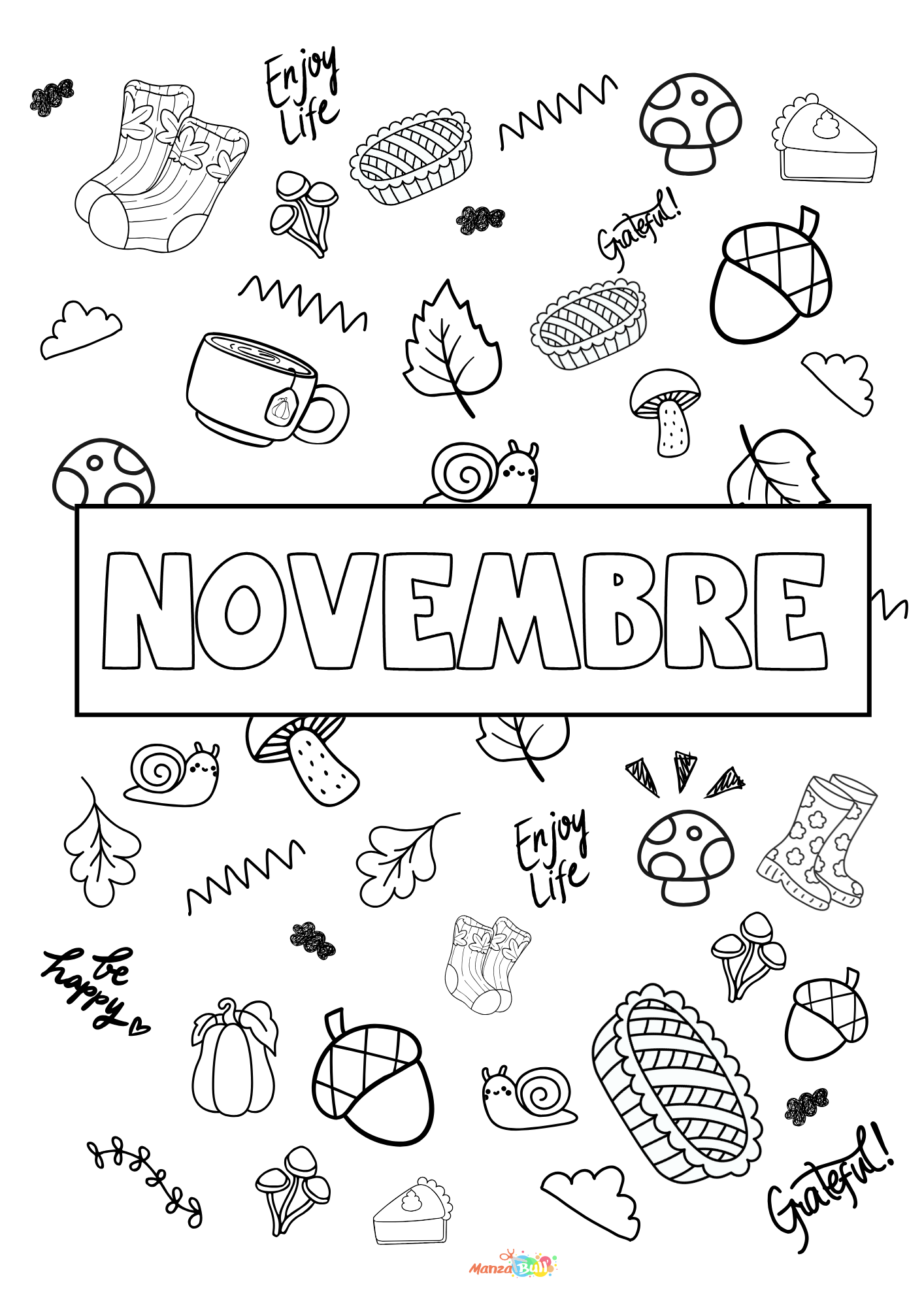 Coloriages de Novembre gratuits à imprimer - ManzaBull'