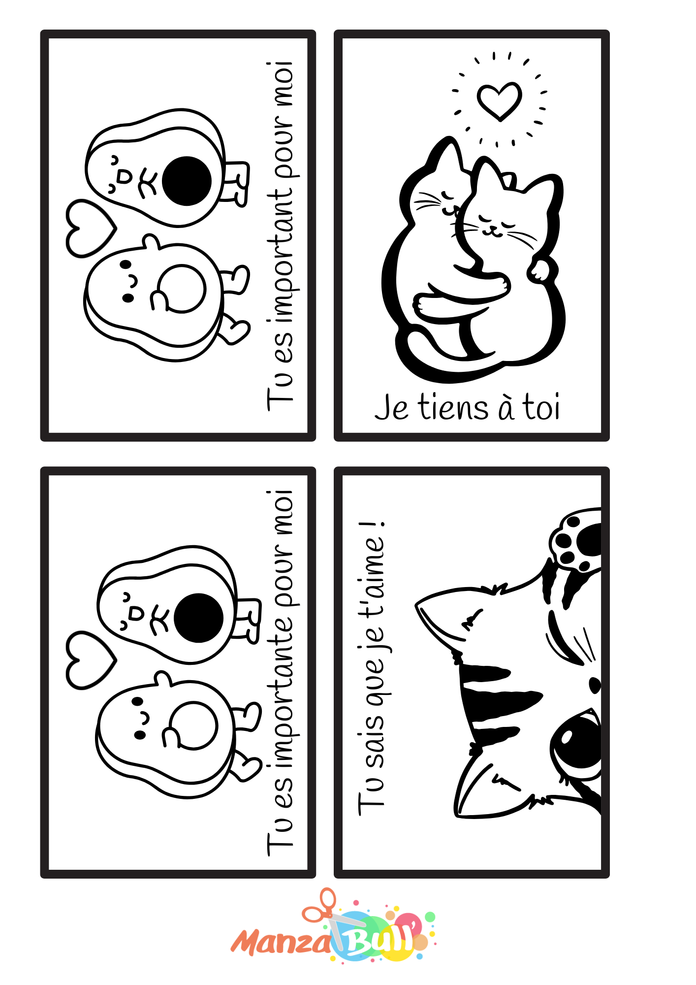 Coloriages et cartes de saint valentin à colorier