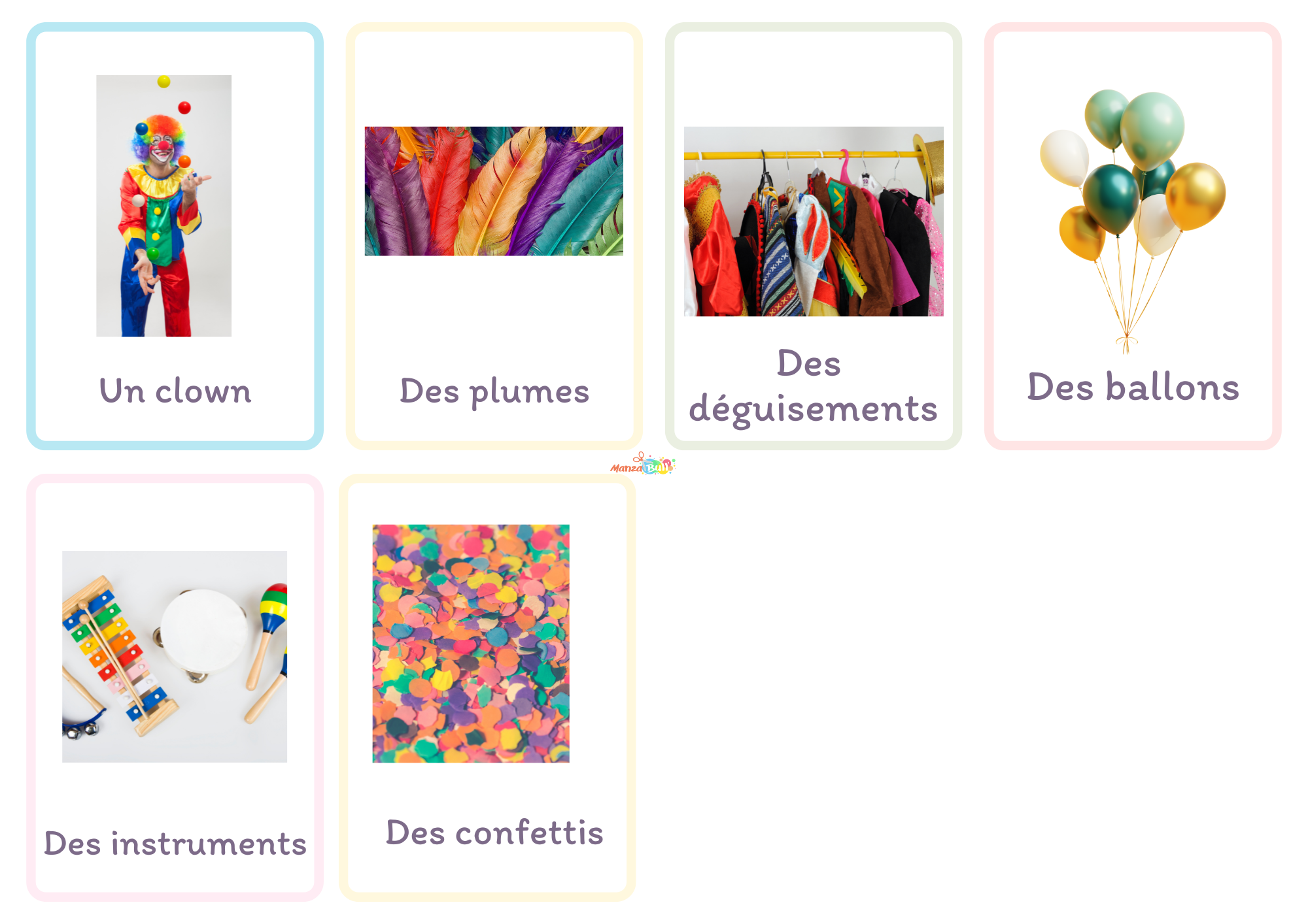 Imagier du carnaval à imprimer gratuitement - ManzaBull'