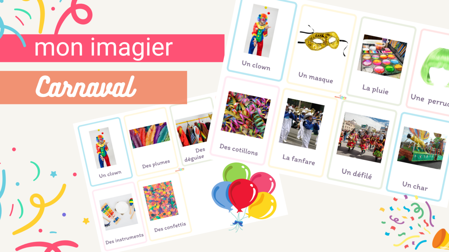 Imagier du carnaval à imprimer gratuitement - ManzaBull'